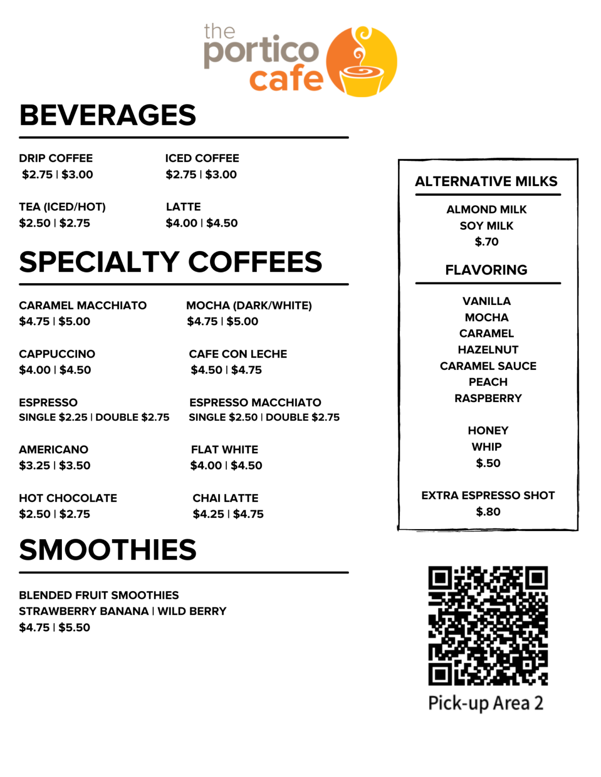 Menu – Portico Cafe